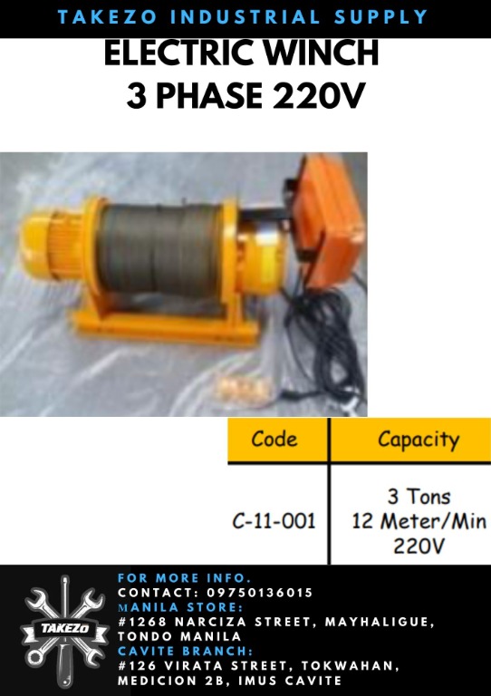 Electric Winch 3 Phase 220V, Commercial & Industrial, Industrial ...