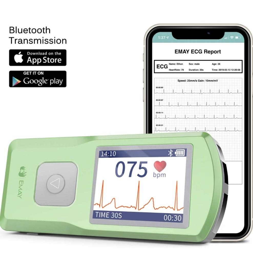 EMAY Wireless EKG Monitoring Device | Portable EKG Monitor to Record Rhythm & Heart Rate Anytime ...