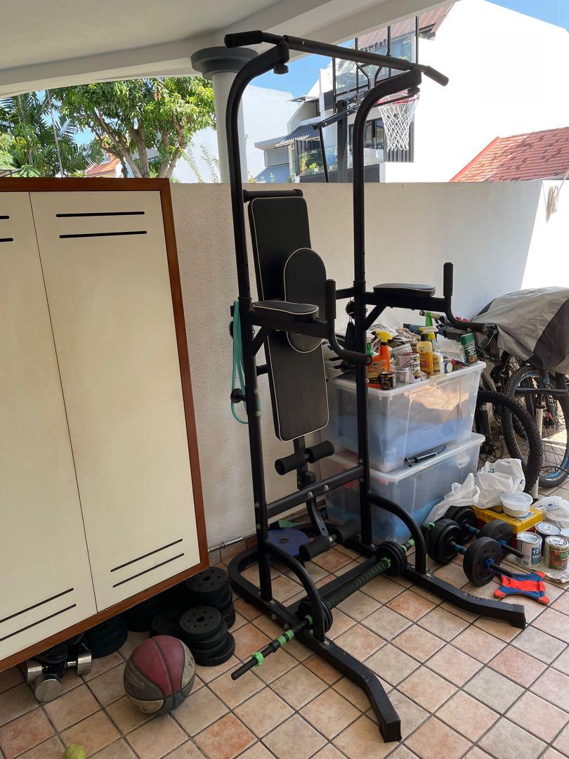 Free Standing Gym Set with folding bench, Sports Equipment, Exercise ...