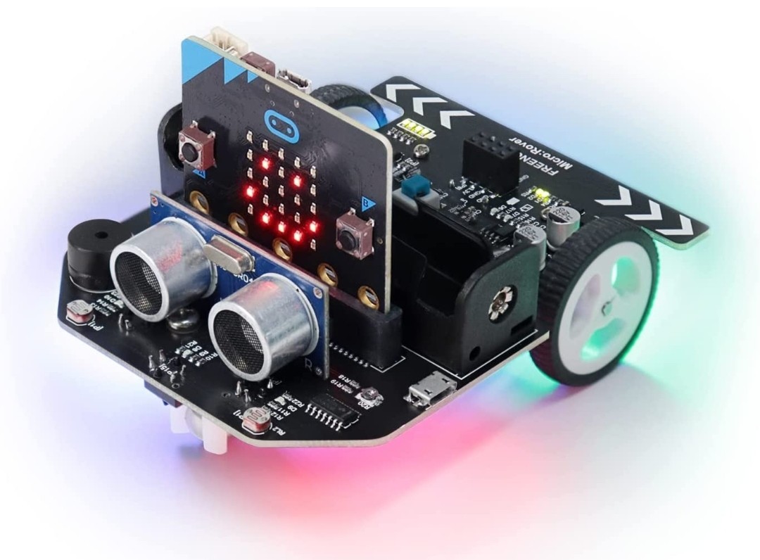 Freenove Micro:Rover Kit for BBC Micro:bit (V2 Contained), Obstacle Avoidance, Light-tracing ...