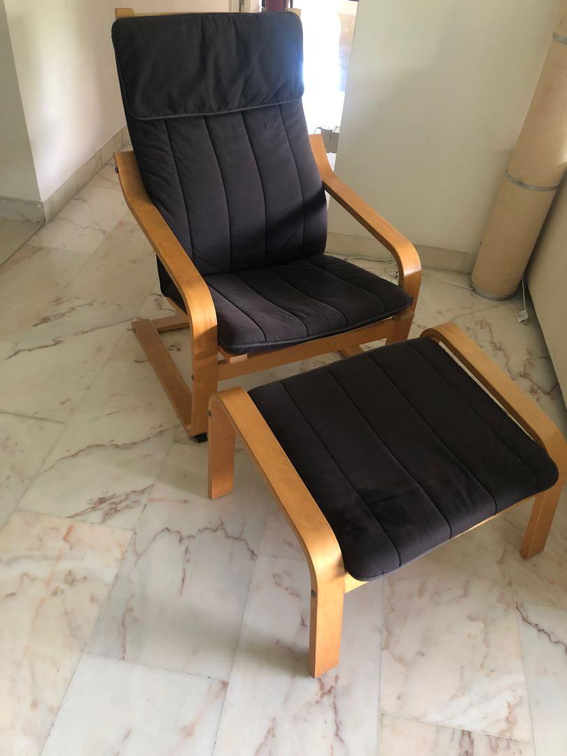 Ikea Poang Armchair & footstool, Furniture & Home Living, Furniture ...