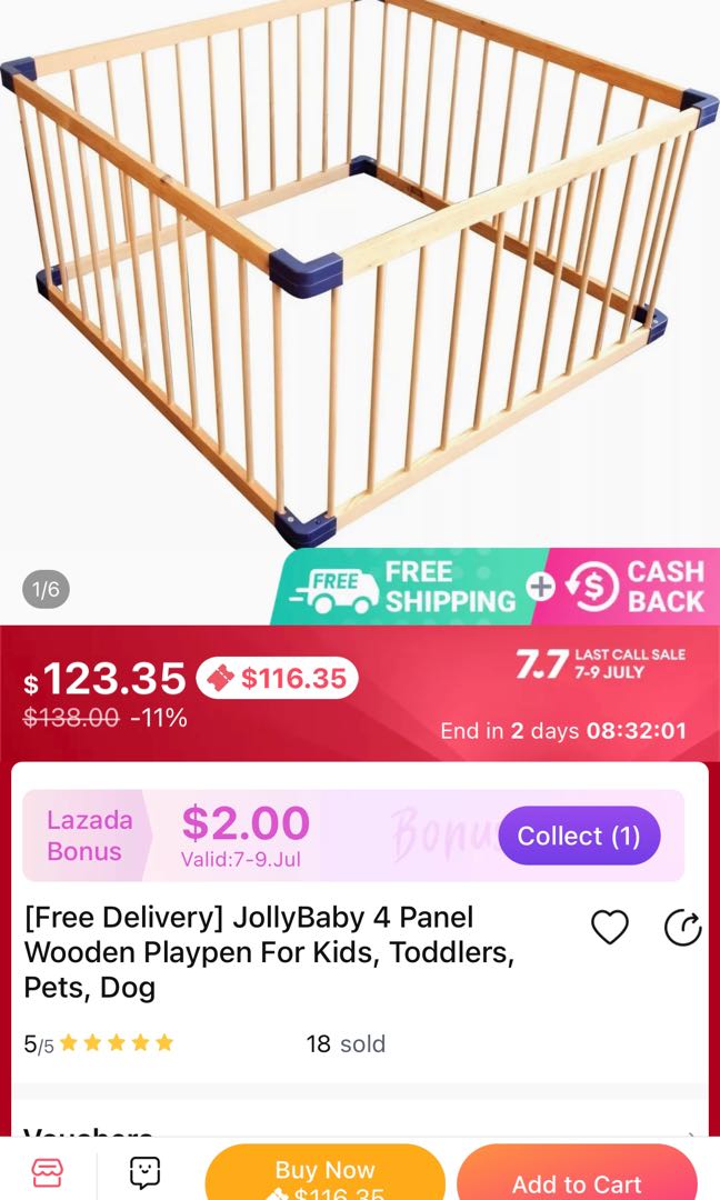 Jolly Baby Play Pen- 4 Panel, Babies & Kids, Baby Nursery & Kids ...