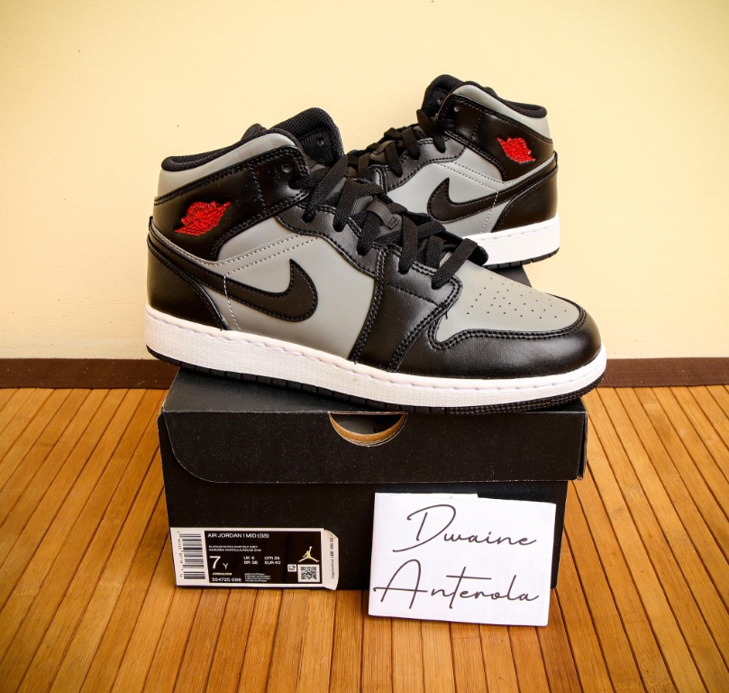 Jordan 1 MID 'Shadow Red' BNDS Size: 7Y, Women's Fashion, Footwear ...