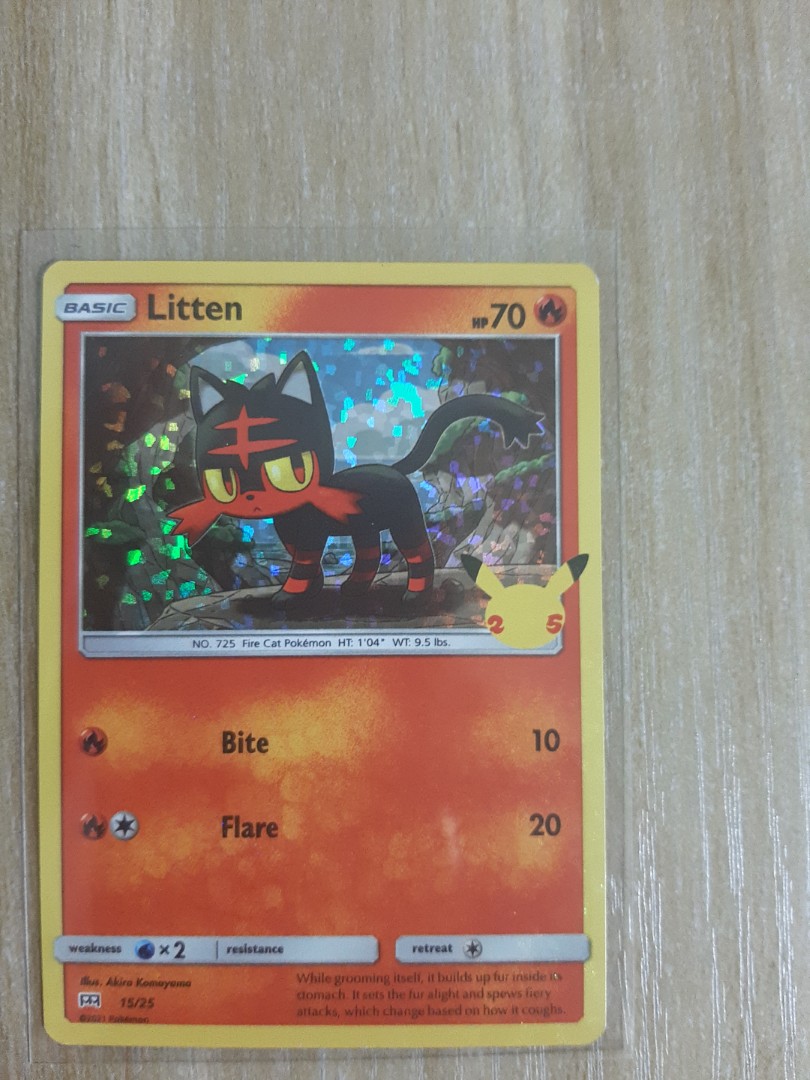 Litten 25th Anniversary Holo, Hobbies & Toys, Toys & Games on Carousell