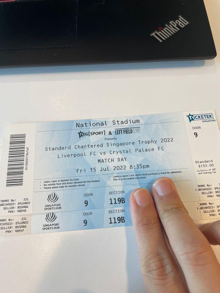 Liverpool vs Crystal Palace Tickets, Tickets & Vouchers, Event Tickets on Carousell