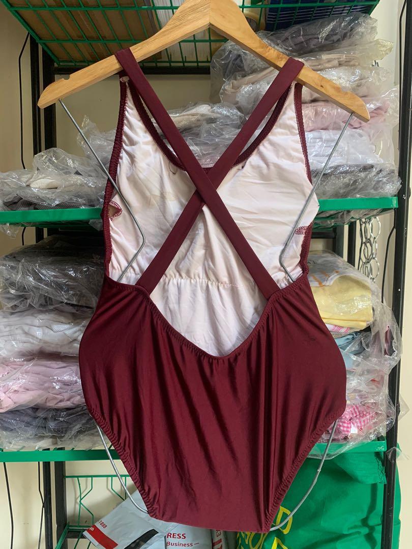 MAROON ONE PIECE SWIMSUIT, Women's Fashion, Swimwear, Bikinis ...