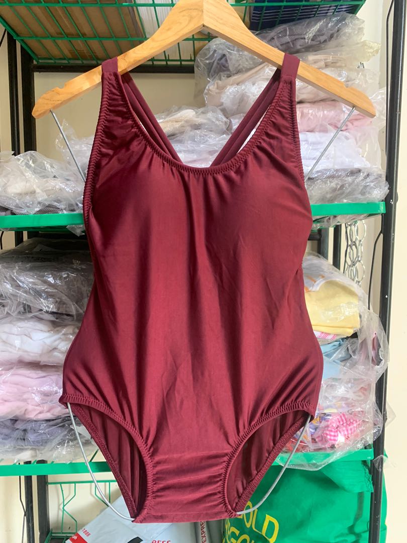 MAROON ONE PIECE SWIMSUIT, Women's Fashion, Swimwear, Bikinis ...