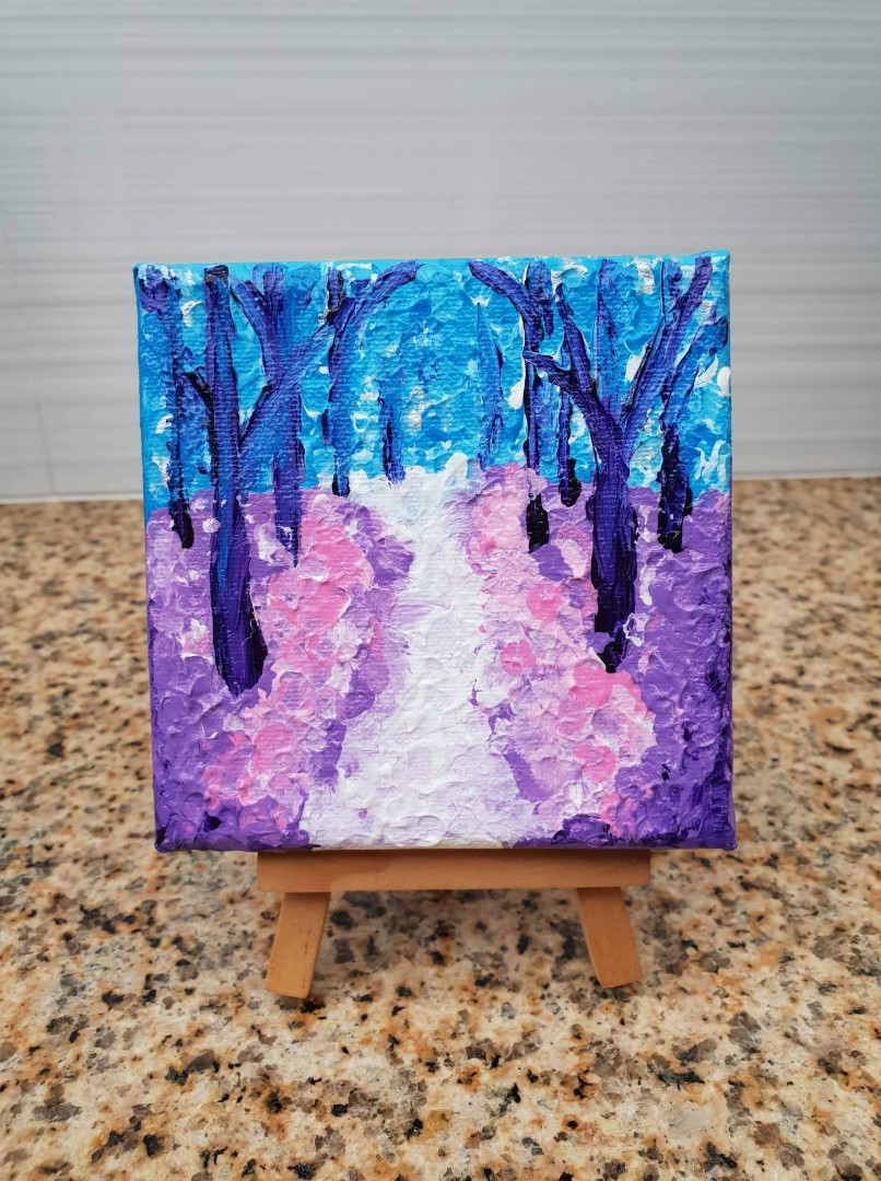 Mini Painting 4"x4" forest is pigment, Hobbies & Toys, Stationary ...