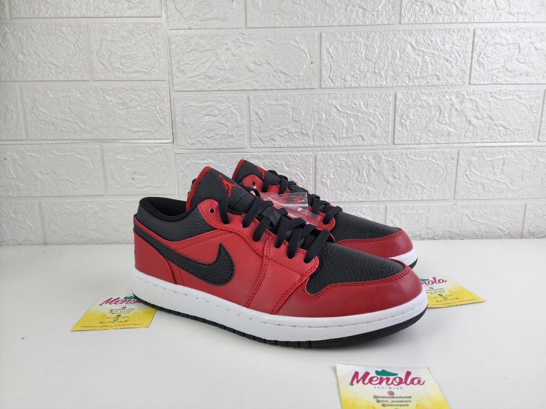 Nike Air Jordan 1 Low Reverse Red, Fesyen Pria, Sepatu , Sneakers di ...