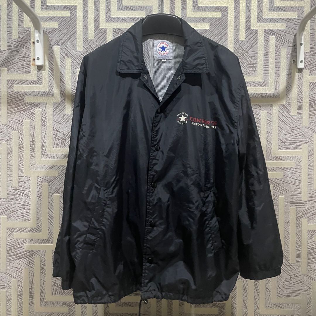 [ORIGINAL] Converse Coach Jacket Black, Fesyen Pria, Pakaian , Baju ...