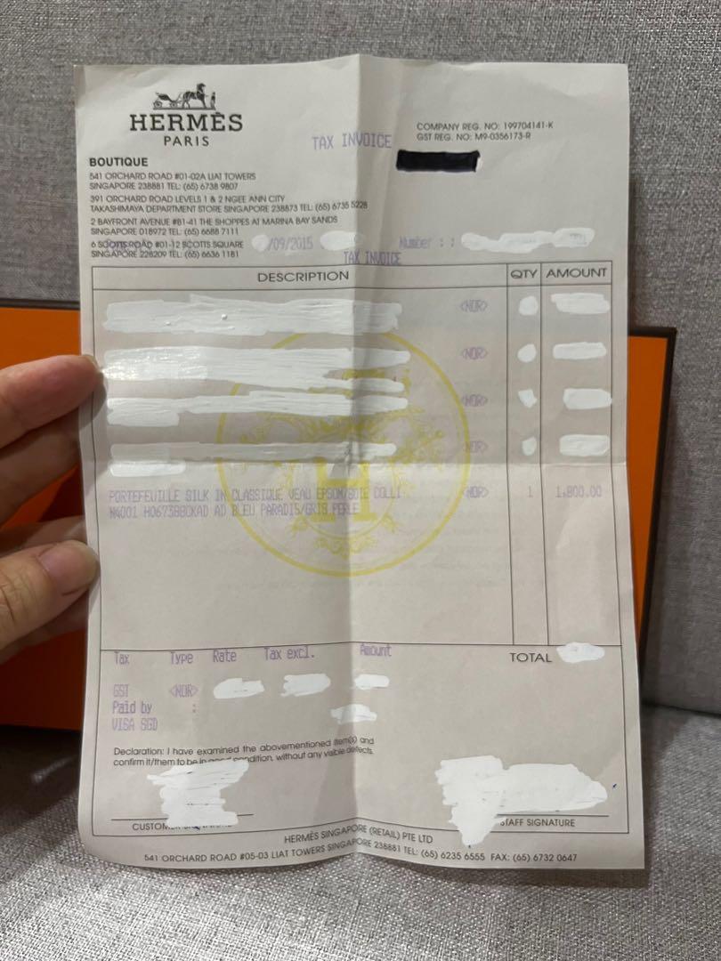 *Original Receipt* Hermes Silk In Classique Long Wallet, Women's ...