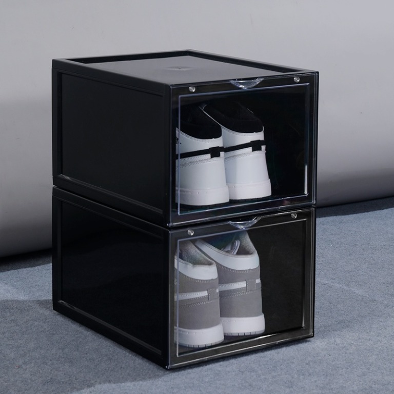 Premium Front Display Shoe Box with Magnetic Door Black AJ Box ...
