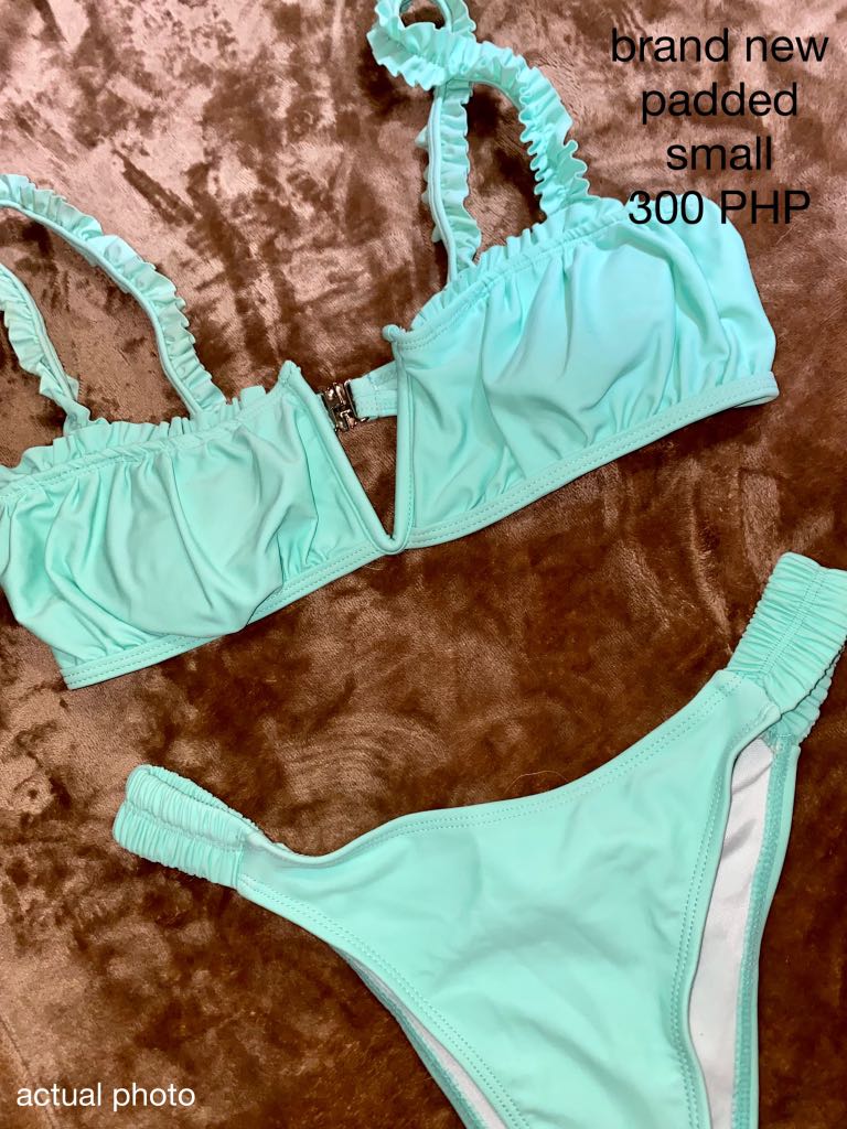 Ruffle Turquoise Bikini Set, Women's Fashion, Swimwear, Bikinis ...