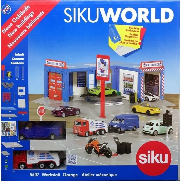SIKU World 5507 Car Service Station Garage Workshop Building Playset ...
