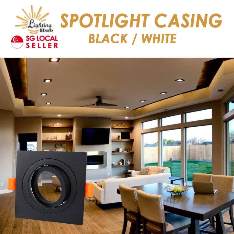 SPOTLIGHT CASING BLACK / WHITE / EXCHANGABLE SPOTLIGHT / GU10 HOLDER ...