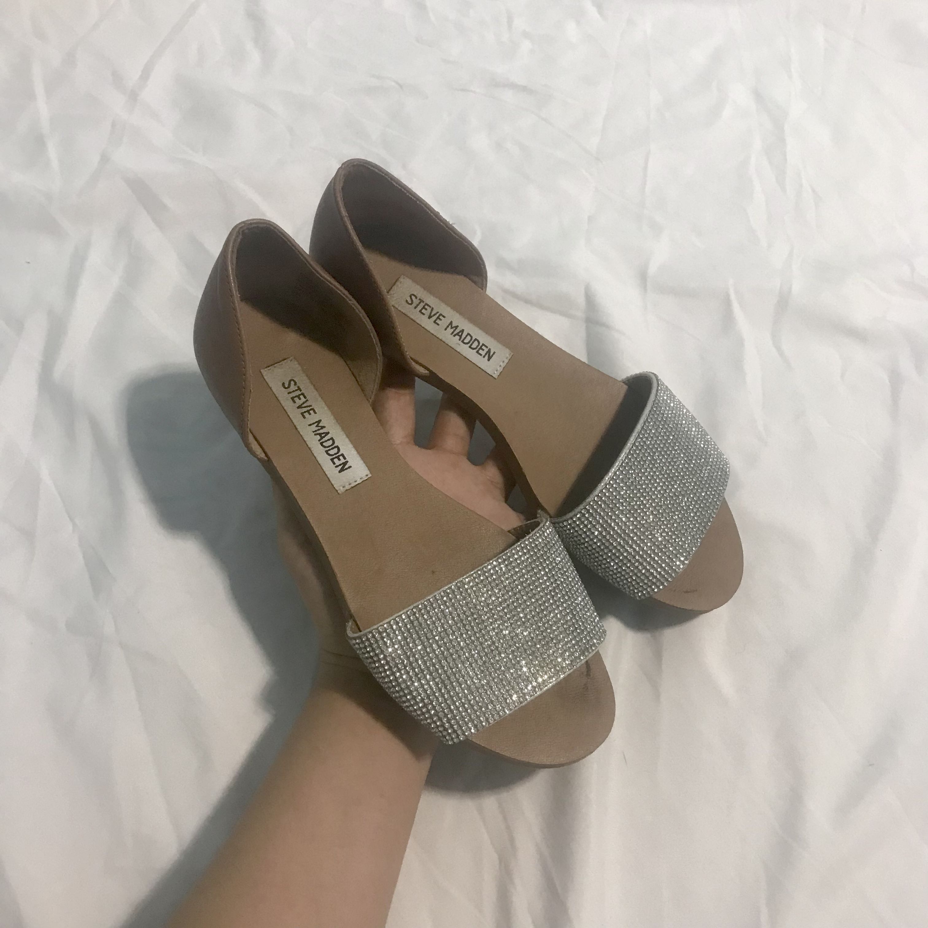 Steve Madden Rhinestone Sandals, Women's Fashion, Footwear, Flats ...