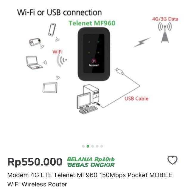 TELENET Modem 4G LTE Portable Pocket Mobile WiFi Wireless Router ...