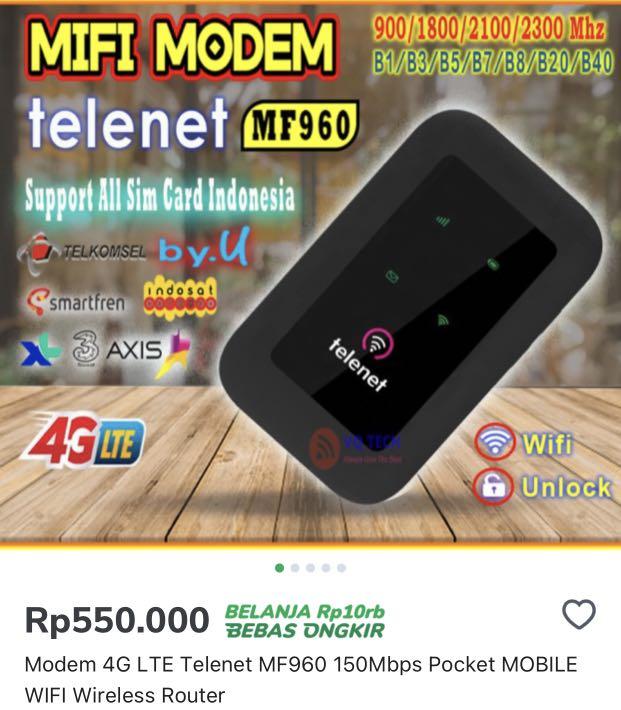 TELENET Modem 4G LTE Portable Pocket Mobile WiFi Wireless Router ...