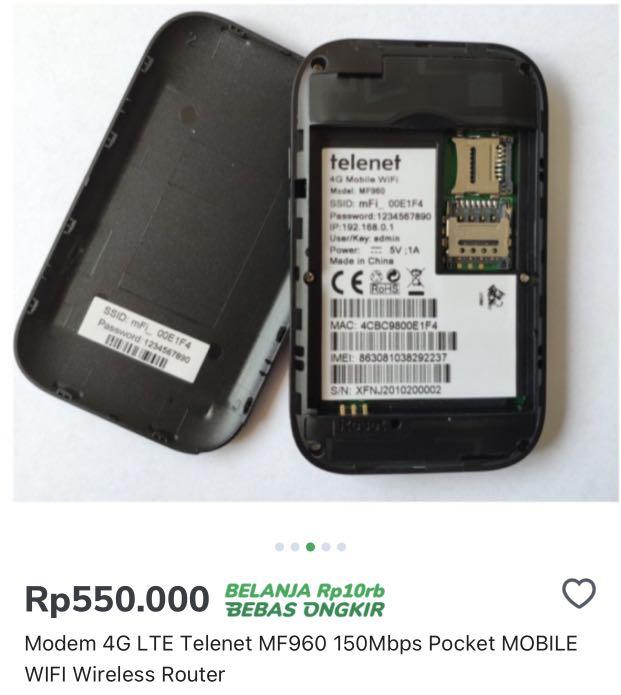 TELENET Modem 4G LTE Portable Pocket Mobile WiFi Wireless Router ...