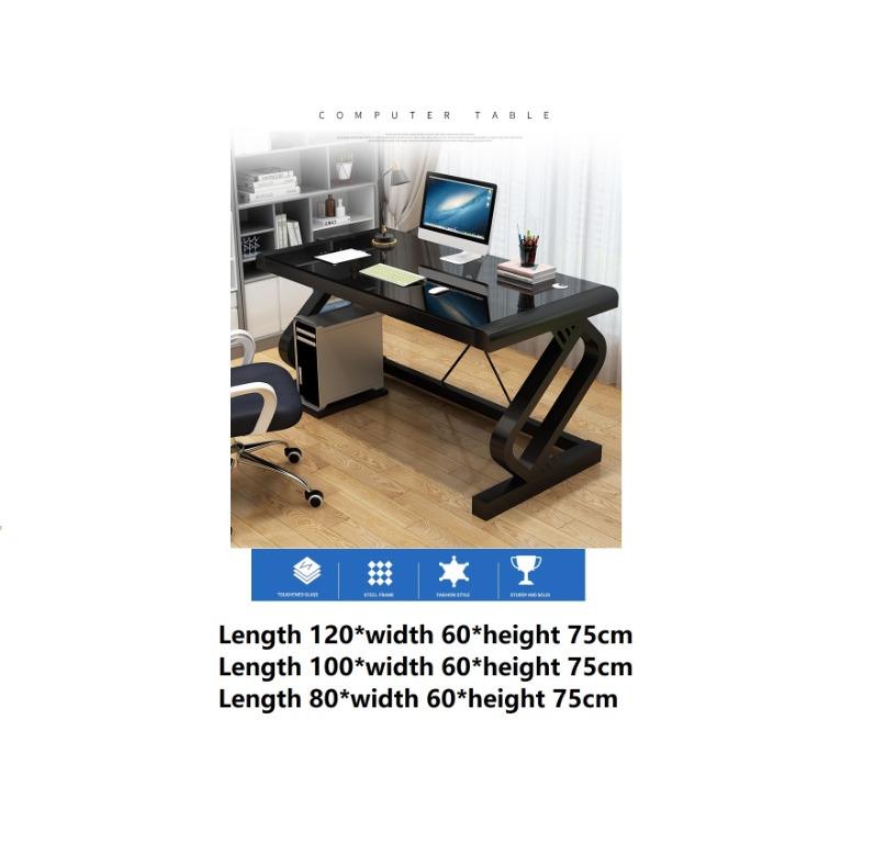 Tempered glass L120*W60*H75 Computer Table, Design6, (Computer Table ...