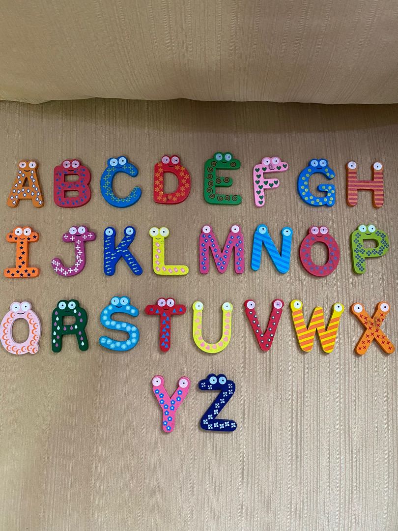 Wooden Magnetic Alohabet, Babies & Kids, Infant Playtime on Carousell