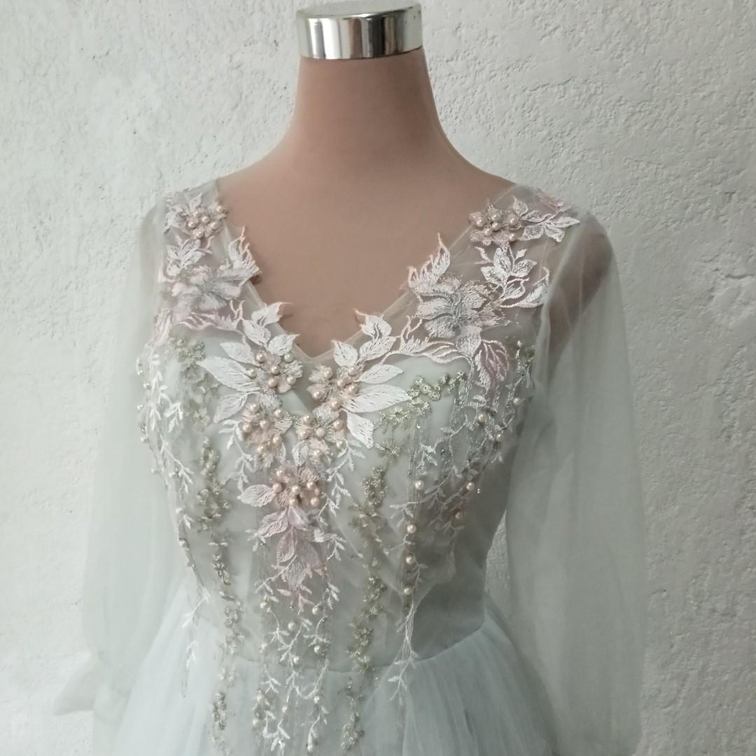 Ash blue grey and pink gown mini gown ash dress ash blue gown grey gown ...