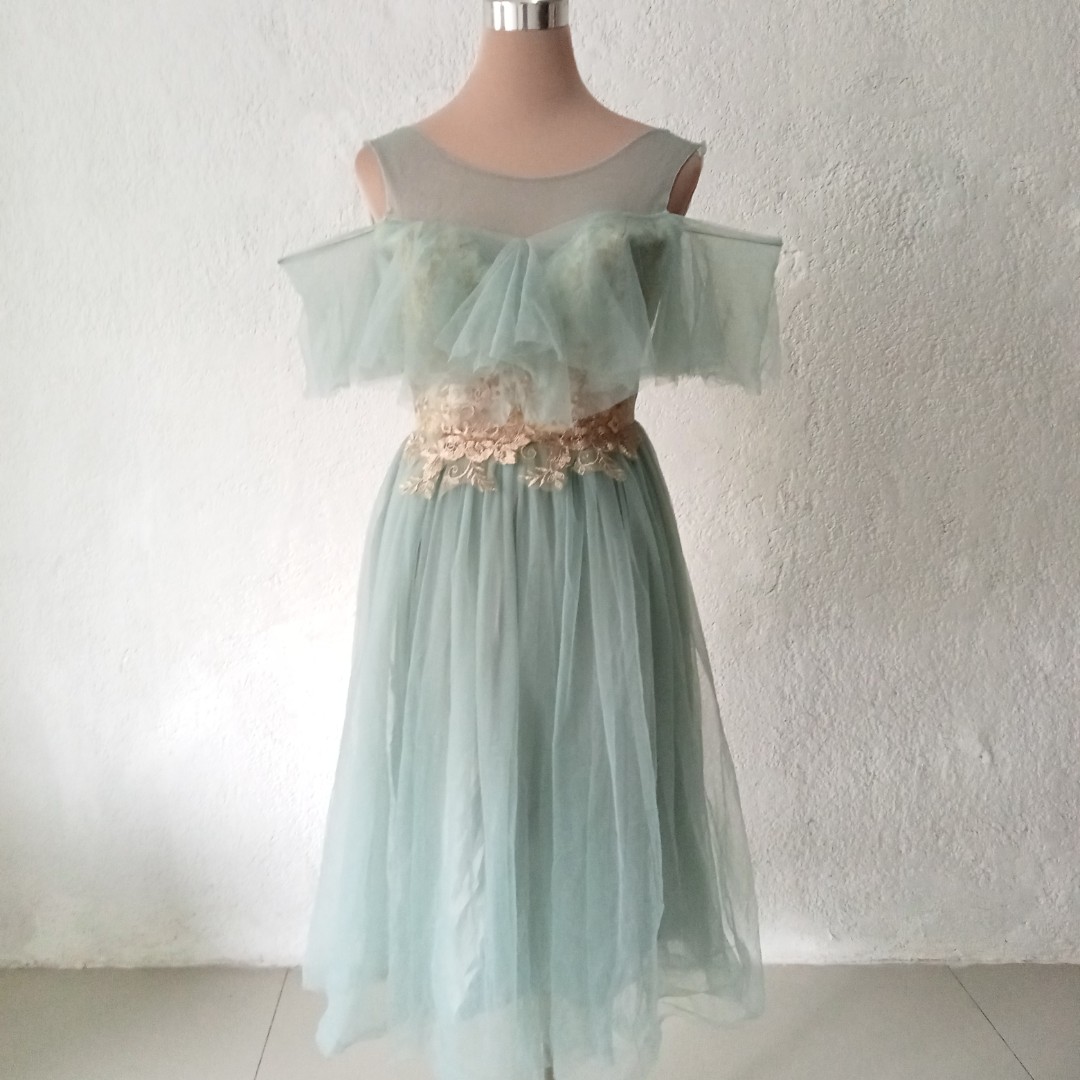Blue green gown ash aqua gown dusty teal gown pastel gown gold gown off ...