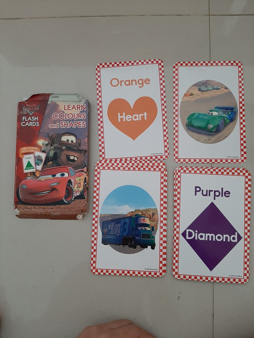 Flashcard colours shapes cars, Toys & Collectibles, Permainan Papan ...