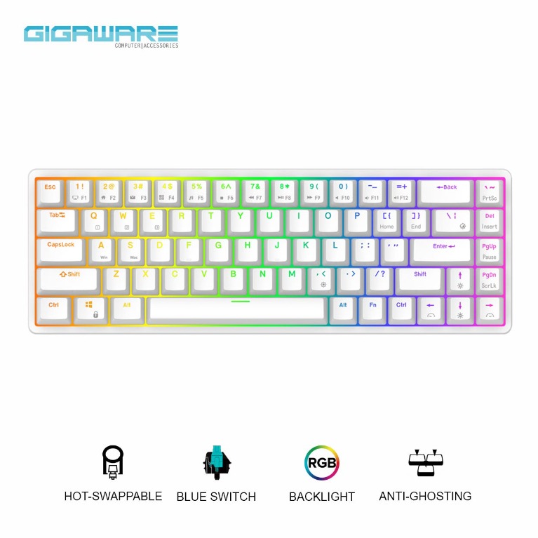 Gigaware RK Royal Kludge RKG68 65% Wireless Keyboard Tri-Mode Bluetooth ...