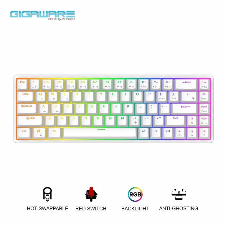 Gigaware RK Royal Kludge RKG68 65% Wireless Keyboard Tri-Mode Bluetooth ...