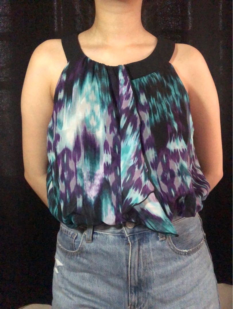 Keyhole Blouse with Dye Patterns, Women's Fashion, Tops, Blouses on ...