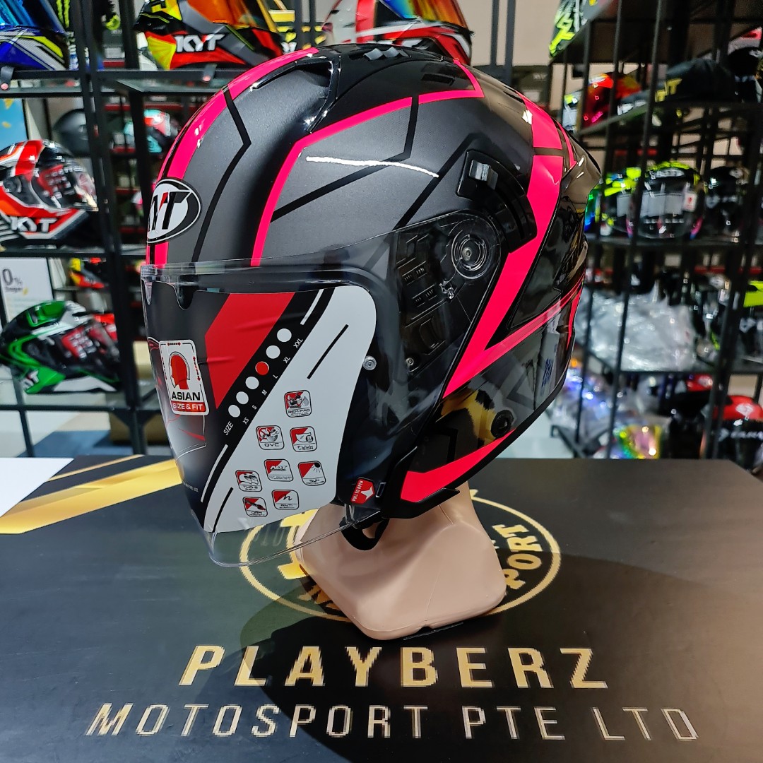 KYT NFJ MOTION BLACK PINK HELMET, Motorcycles, Motorcycle Apparel on ...