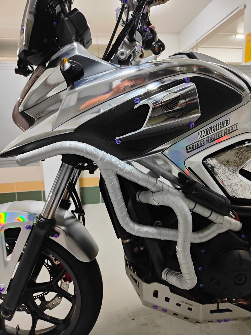 NC750 Silver Carbon Crash Bar Wrap Package, Motorcycles, Motorcycle ...