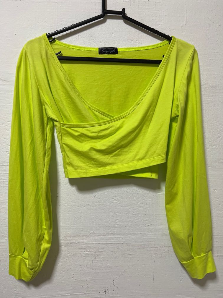 Neon Crop Top, Women's Fashion, Tops, Longsleeves on Carousell