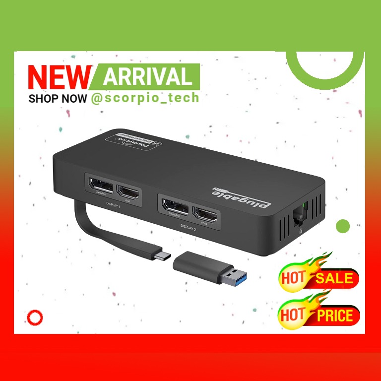 (SALE) Plugable 4K DisplayPort and HDMI Dual Monitor Adapter with ...