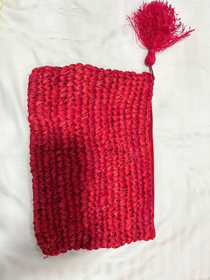 Red rattan handbag, Women's Fashion, Bags & Wallets, Beach Bags on ...