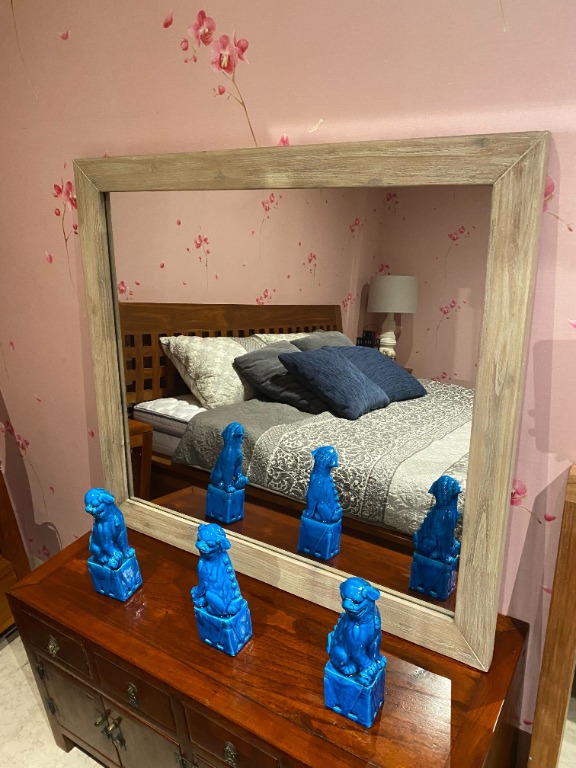 Rustic Washed Out Solid Wood Wall Mirror, Furniture & Home Living, Home ...