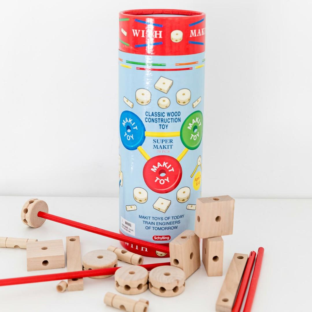 Schylling Makit Wood Building Set, 70pcs (66pcs), Hobbies & Toys, Toys ...