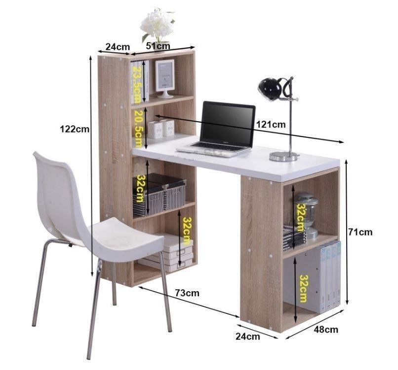 Study | Computer Table Desk with Attach Book Shelf, Furniture & Home ...