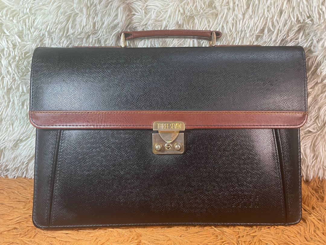 Three Seven Saffiano Leather Briefcase, Men's Fashion, Bags, Briefcases ...
