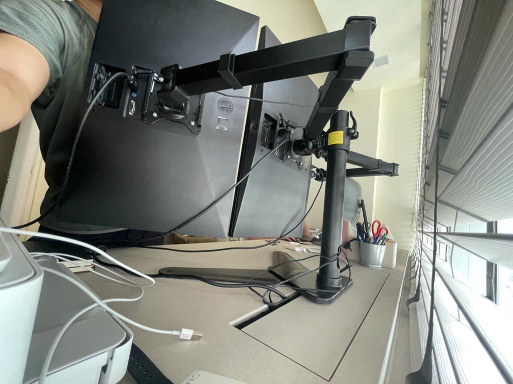 Triple Monitor Arm + 3 LG Screens, Computers & Tech, Desktops on Carousell