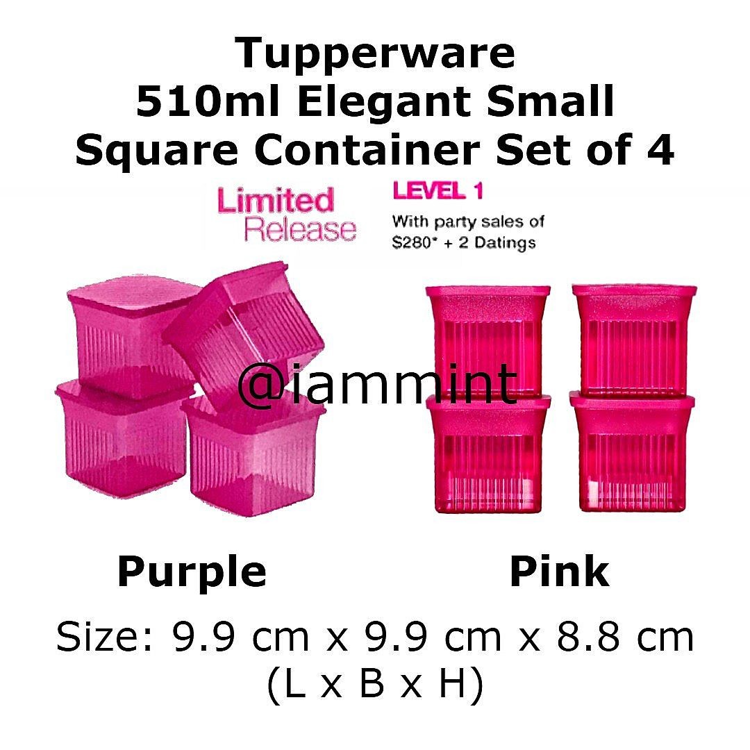 Tupperware 510 ml Elegant Small Square Snack Container Set of 4 ...