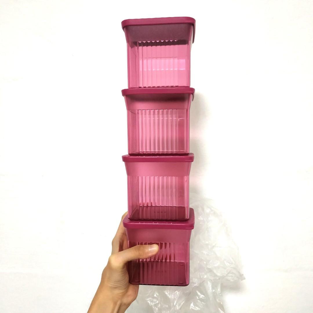 Tupperware 510 ml Elegant Small Square Snack Container Set of 4 ...