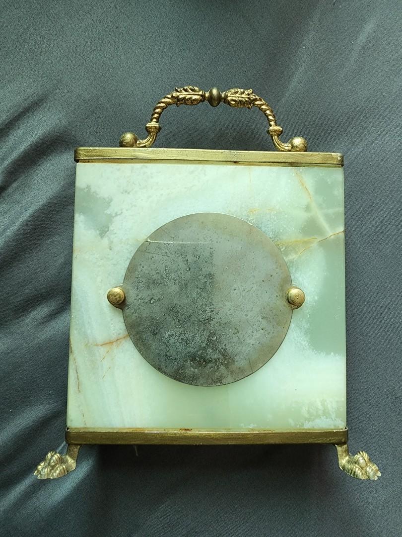 VINTAGE Green Jade / Marble Decorative Desk Clock, Furniture & Home ...