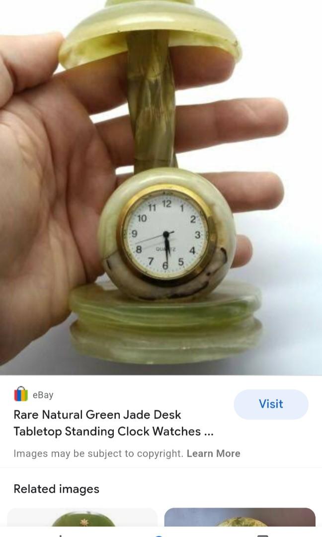 VINTAGE Green Jade / Marble Decorative Desk Clock, Furniture & Home ...