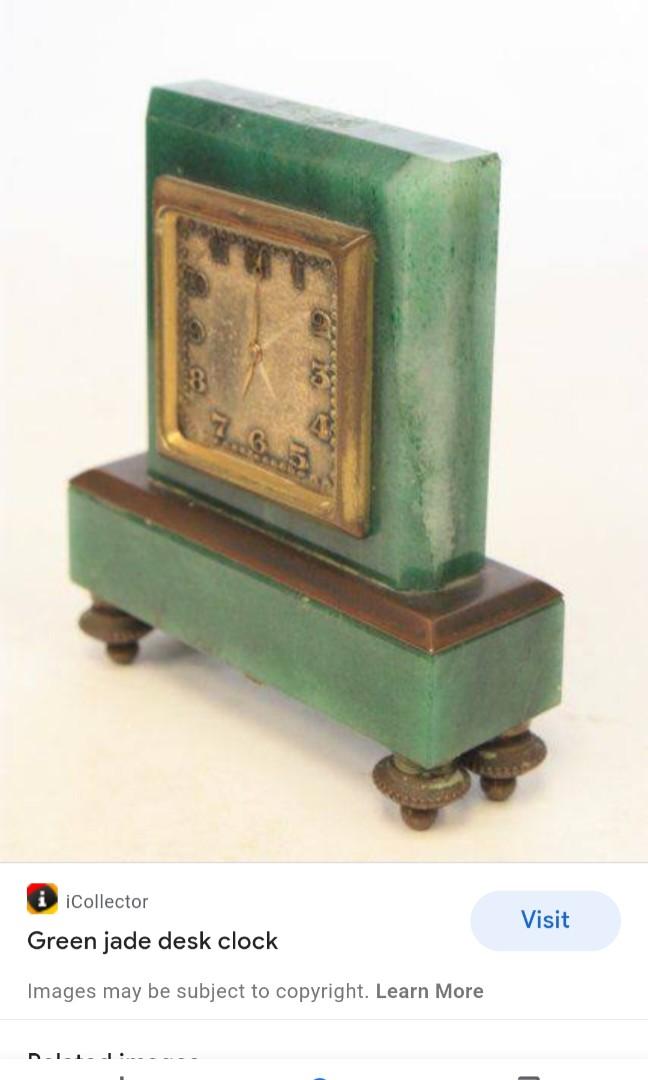 VINTAGE Green Jade / Marble Decorative Desk Clock, Furniture & Home ...