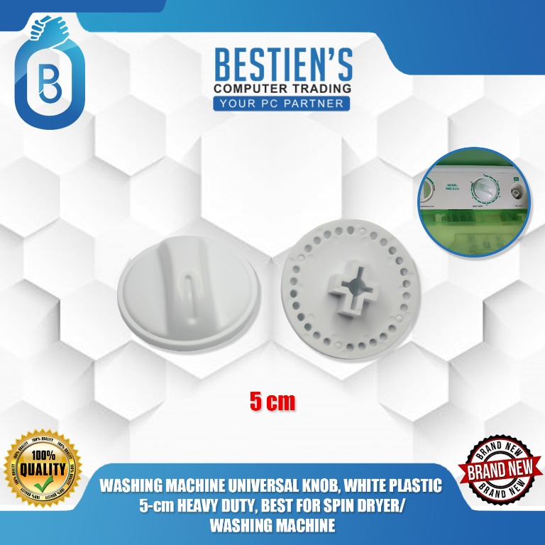WASHING MACHINE UNIVERSAL KNOB, WHITE PLASTIC 5-cm HEAVY DUTY, BEST FOR ...