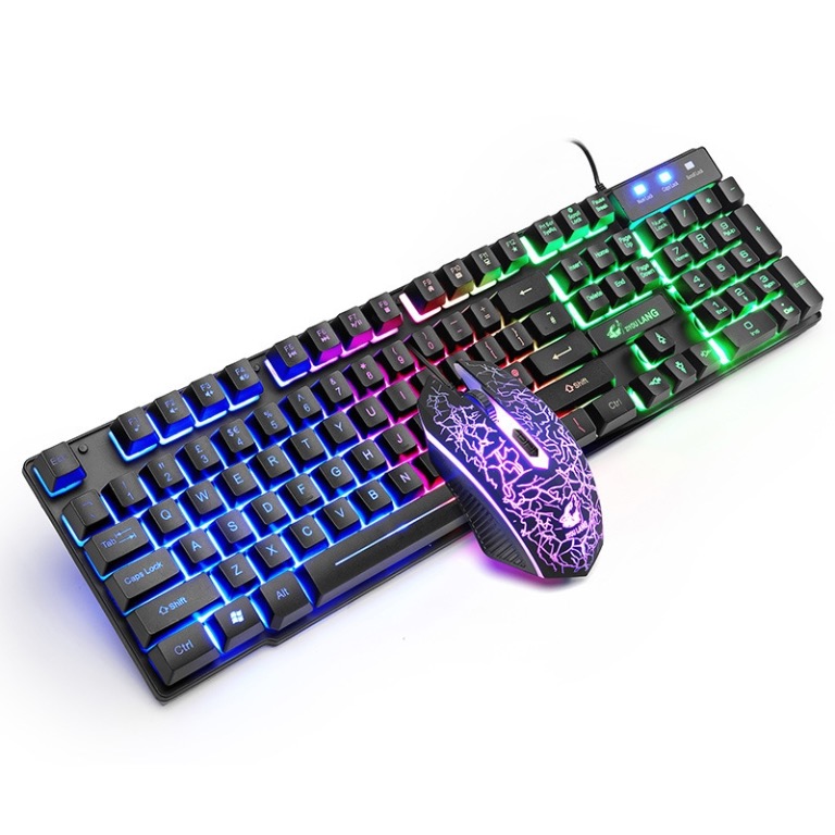 ZiYouLang T11 Gaming Keyboard and Mouse UK Layout Rainbow LED Backlit ...