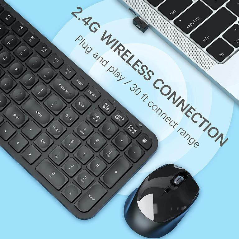 1311) TopMate 2.4G Wireless Keyboard and Mouse Set, Ultra Slim Compact ...