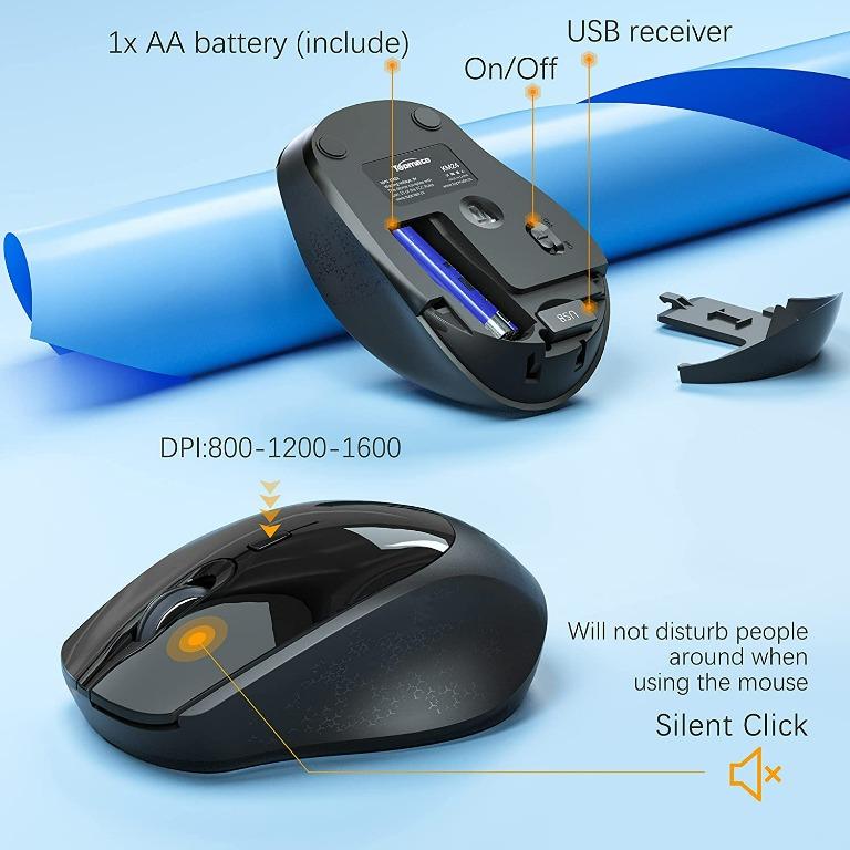 1311) TopMate 2.4G Wireless Keyboard and Mouse Set, Ultra Slim Compact ...